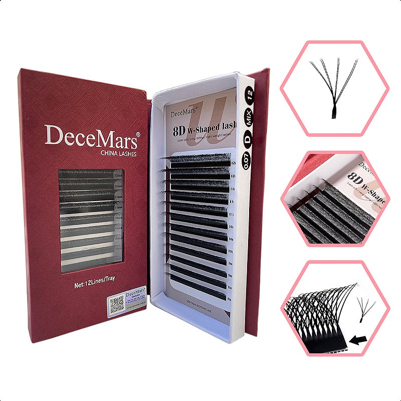 Cílios Decemars W 8D Volume Egípcio Mix e Tamanho Único - DafyStore