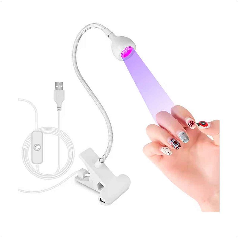 Luminária LED para secar unhas flexível clip on UV Lamp - DafyStore