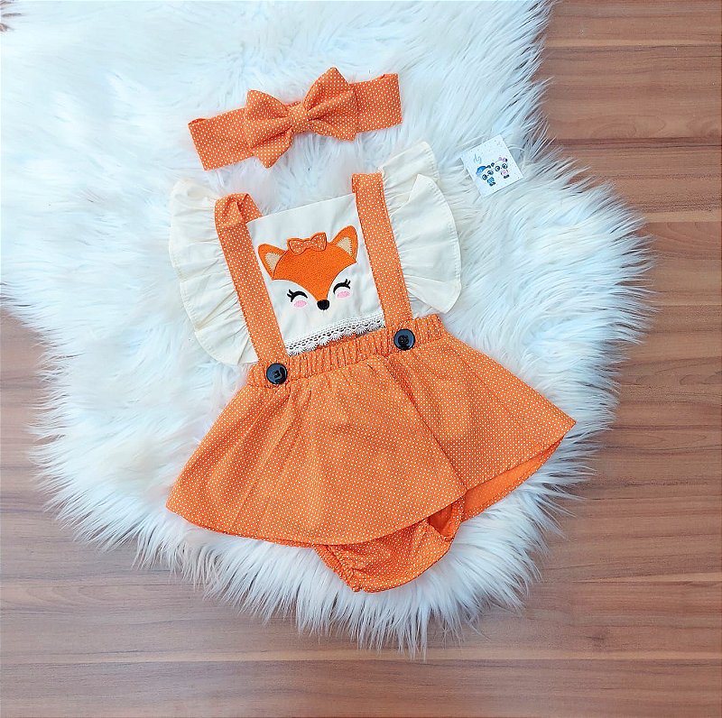 Romper Raposinha Com Tiara - GD Baby Kids - Artigos e roupas infantis