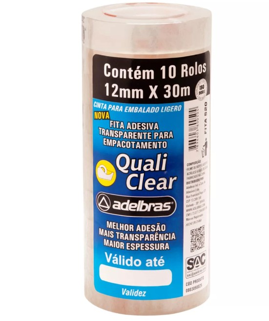 Fita Adesiva Transparente Adelbras 12mm x 30m - Cena 1 Acessórios ...