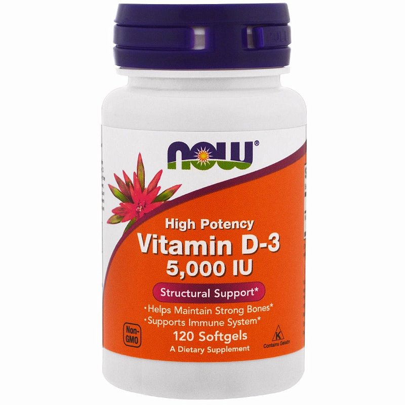 VITAMINA D-3 5.000 IU 120 SOFTGELS - NOW FOODS - C&B NUTRITION