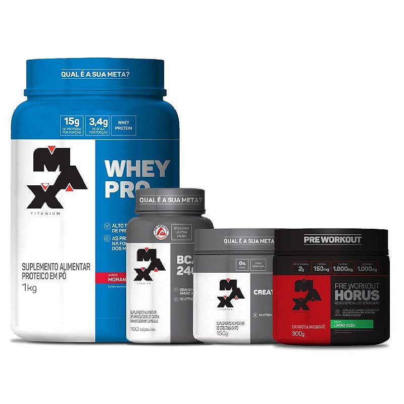 COMBO COMPLETO MAX TITANIUM - FORÇA E MASSA MUSCULAR - C&B NUTRITION