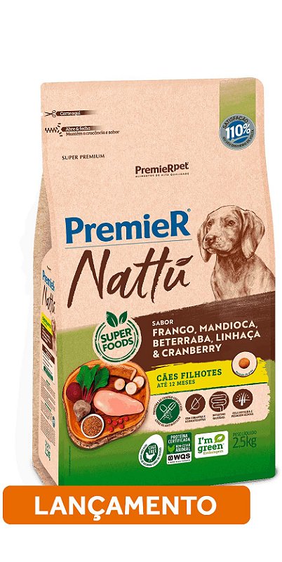 Premier Nattu Cães Filhotes sabor Mandioca - Masterpet