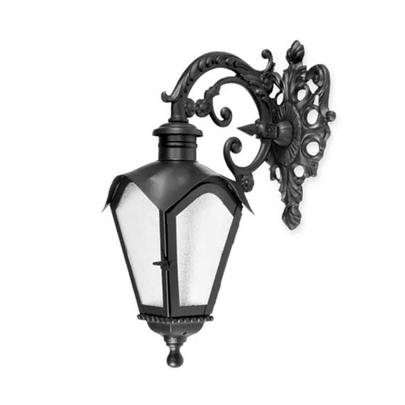 Arandela De Ferro Colonial Sinhá Lanterna P/ Baixo 1517P Cor Preta ...