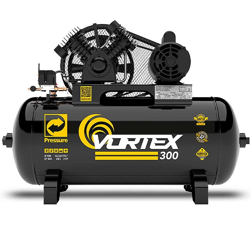 Compressor Ar 10PCM 100L140PSI Vortex Mono Pressure - Samta Ferramentas