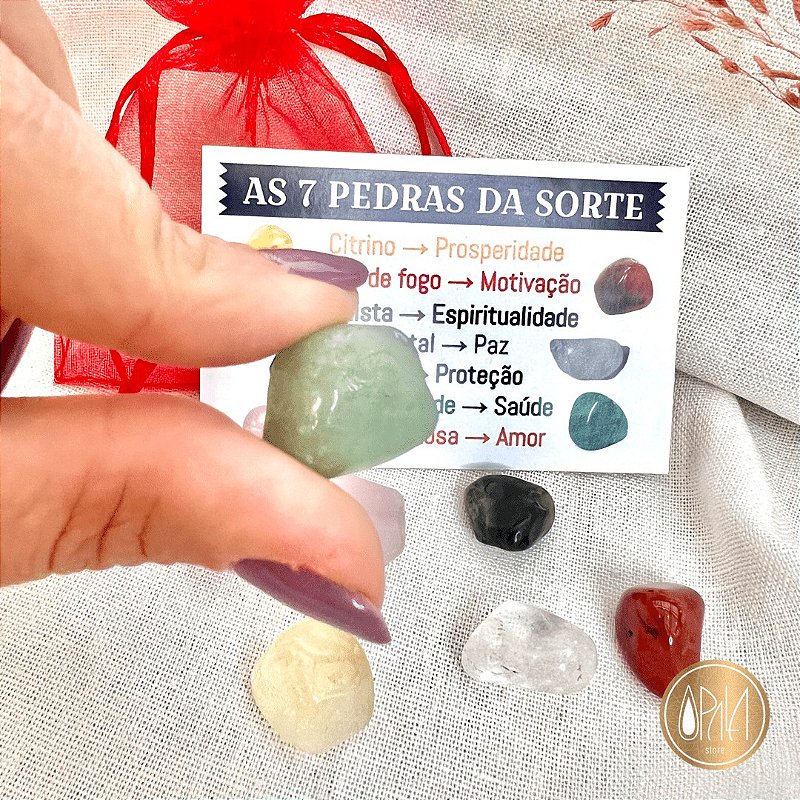 Kit 7 Cristais da Sorte Rolados: Prosperidade, Amor e Proteção - Opala ...