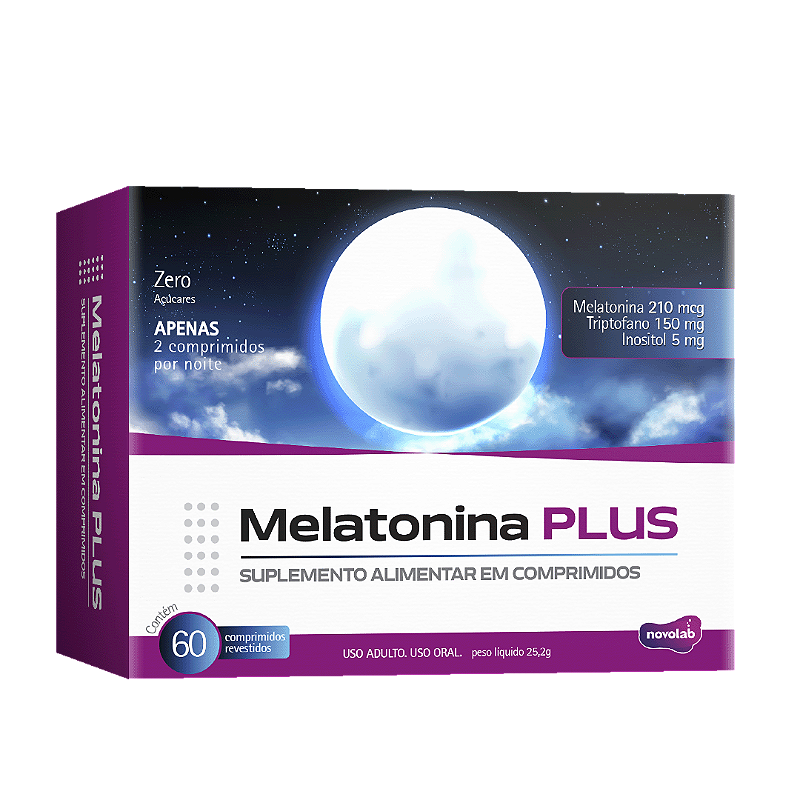 Melatonina Plus Suplemento Truptofano Inosol 60 Caps Novolab ...