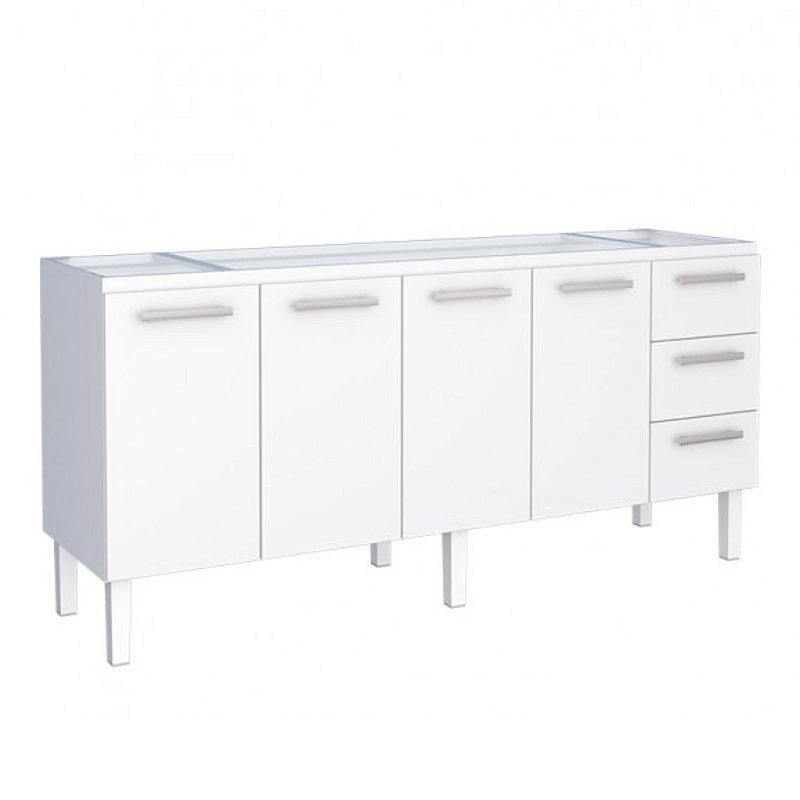 Gabinete Venus Flat de Aço para Cozinha 2m com 3 Gavetas Branco Cozimax ...