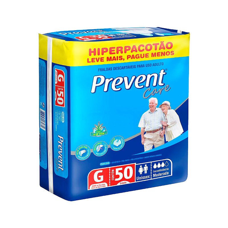 Fralda Geriátrica Prevent Care G 50 unidades - Loja das Fraldas ...