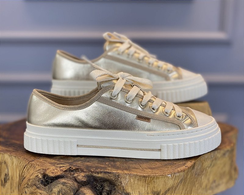 Tênis Sola Alta Anacapri Dourada - Dona Chica Brechó Online