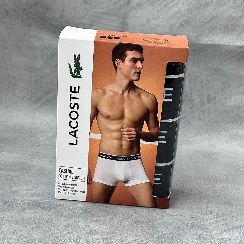 Kit Cueca Lacoste Casual Preta Jnoriginalshop