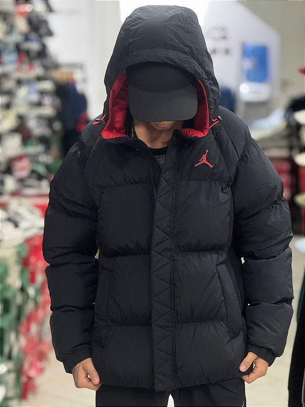 Jordan Essential Puffer Jacket Black/Red Men's - JNoriginalshop