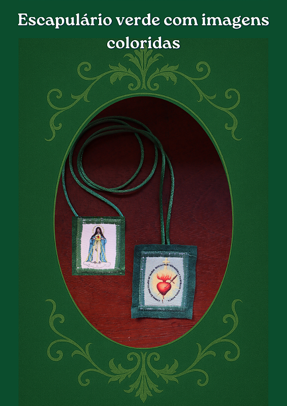 Escapulário verde (imagens coloridas) - Ateliê Piedoso