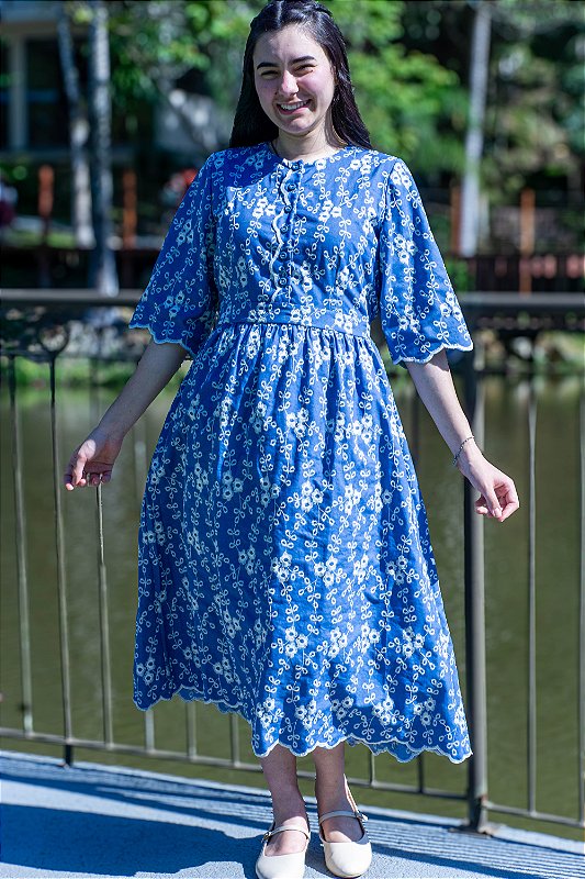Vestido Nancy azul - Ateliê Piedoso