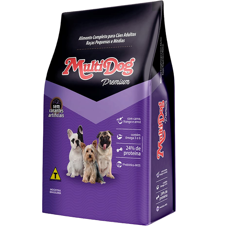 Ração Multidog Premium Cães Adultos Raças Pequenas e Medias 25kg ...