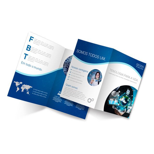 Folder - 4x4 cor - 1 Dobra - Couchê 90g - Studio 4 PGC Criações