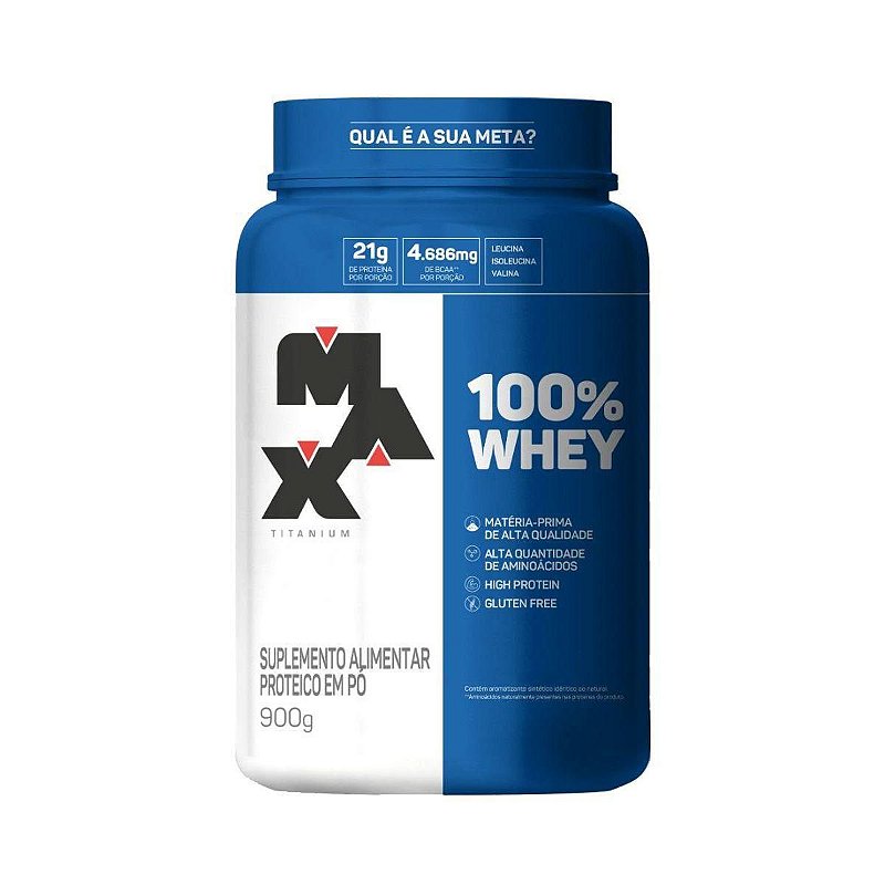 Whey 100% 900G Pote - Max Titanium - Atletas Suplementos