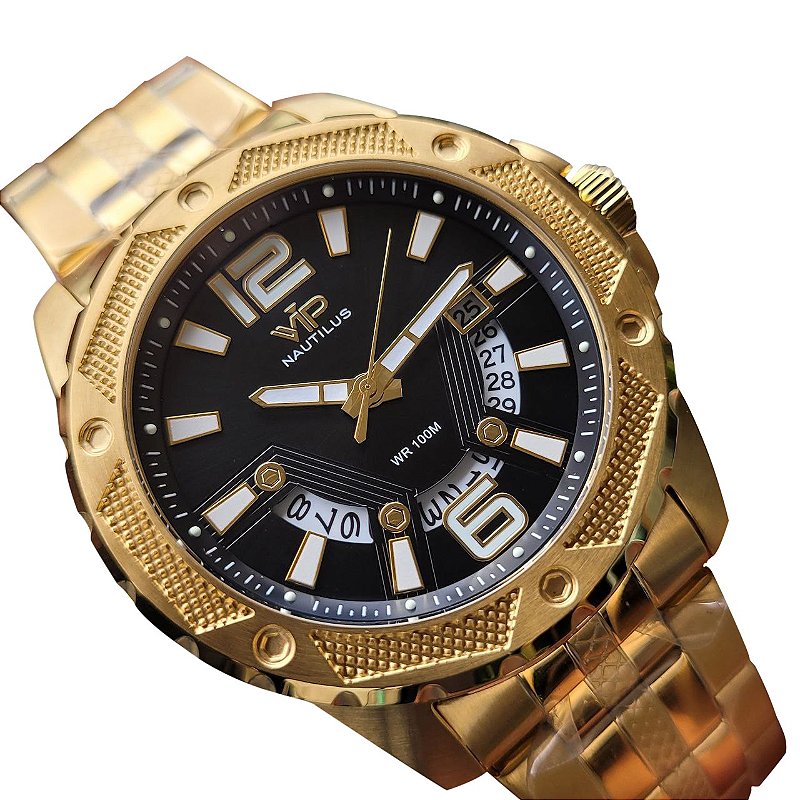 Relógio Vip Nautilus Banhado a Ouro MH-6376 - Altarelojoria relógios ...