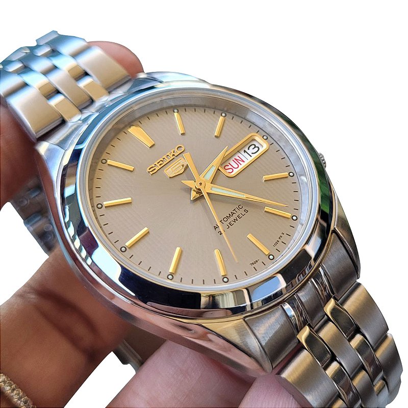 Relógio Seiko 5 Automático Calendário Duplo Aço Snkl19k1 ...