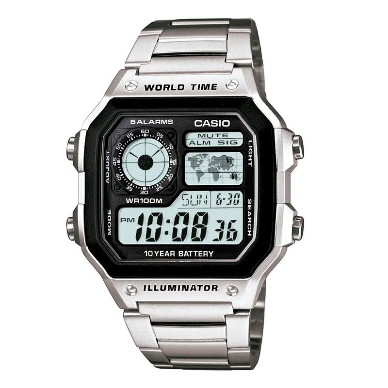 Rel gio Masculino Casio World Time AE 1200WHD 1AV Altarelojoria