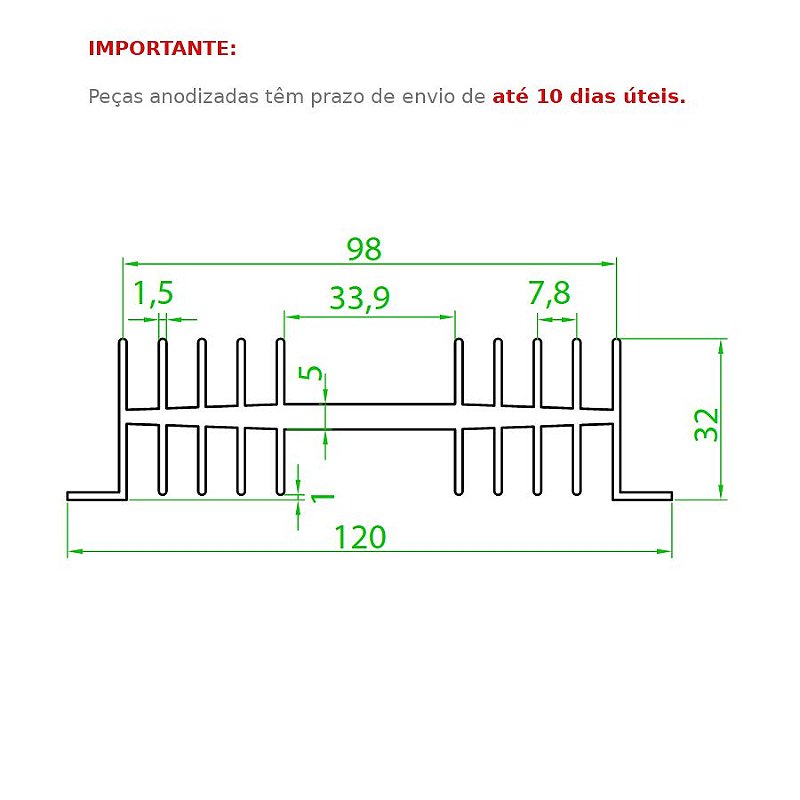 Dissipador de Calor de Aluminio HS 12135 - Rei dos Dissipadores