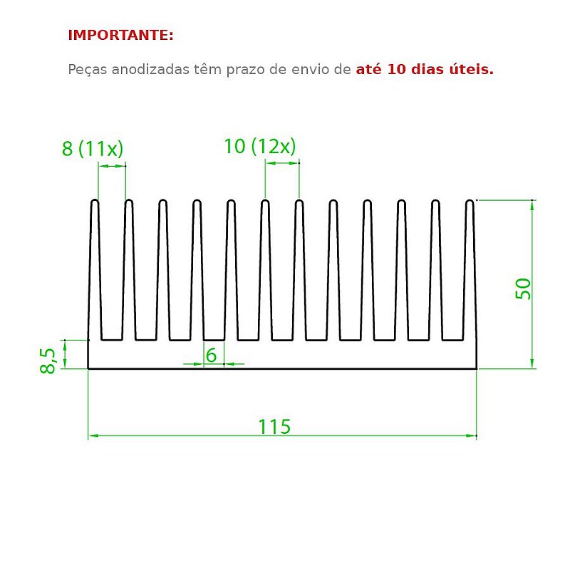 Dissipador de Calor de Aluminio HS 11550 - Rei dos Dissipadores