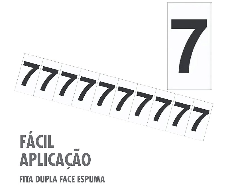 Placa de Sinalização Numeral 7 Sete Cartela com 10 peças - Look Placas ...
