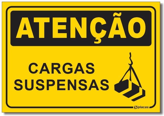 Placa Atenção - Cargas Suspensas - Iplacas Sinalização