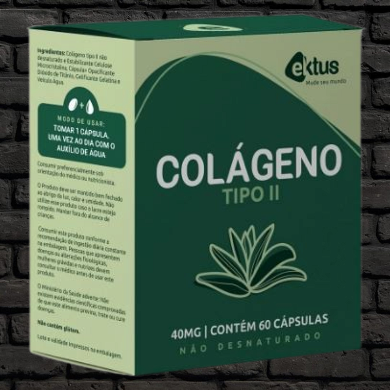 Colageno Tipo II Ektus - 40 mg - 60 Capsulas - Dadiva Natural