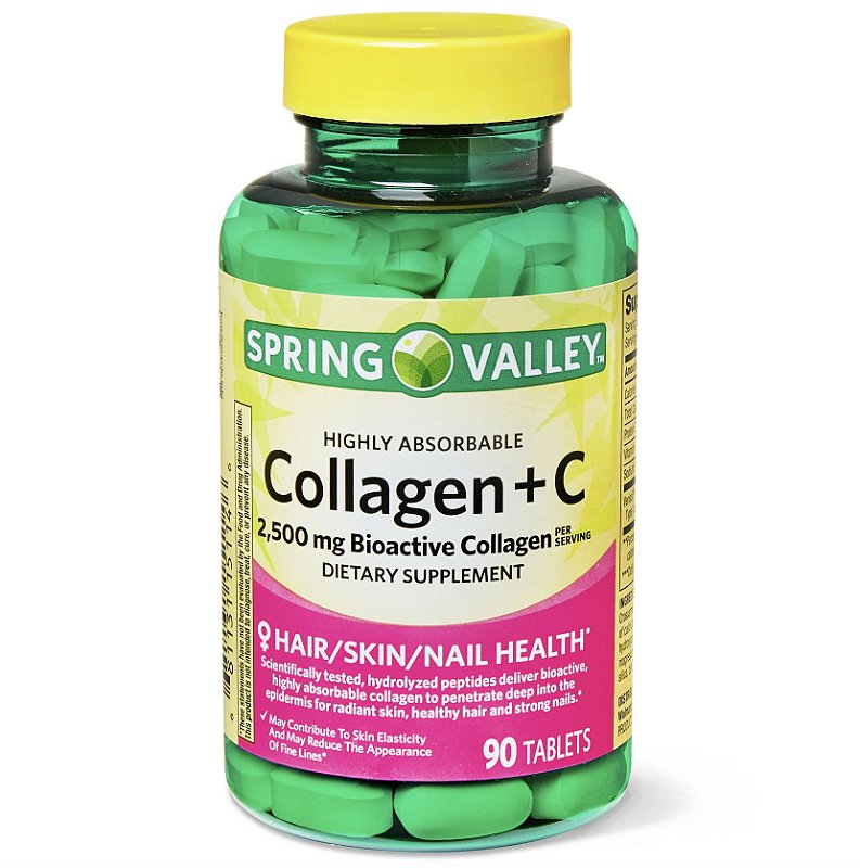 Collagen + C 2500mg - Vitamina Spring Valley - 90 unit - FM LOJA ...