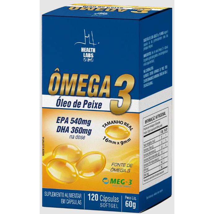 Ômega 3 500mg - 540mg EPA - 360mg DHA - 120 Cápsulas - Health Labs ...