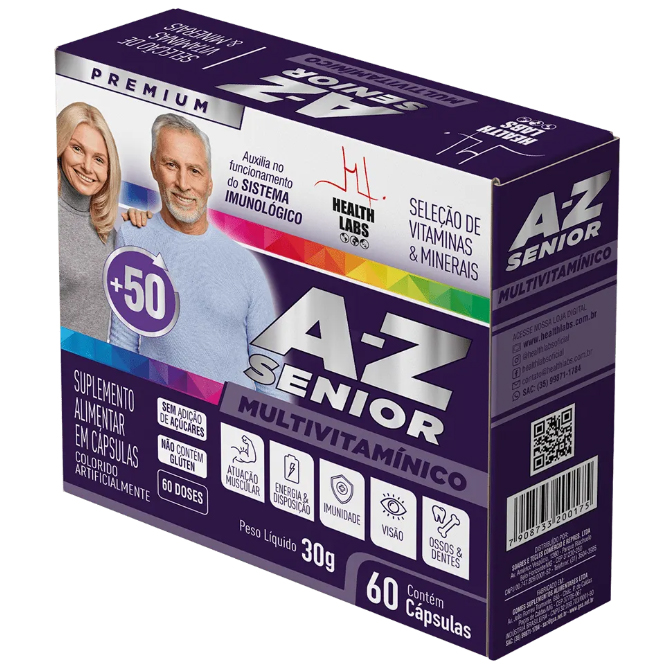 Multivitamínico A-Z Senior - 60 Cápsulas - Health Labs - MEUWHEY
