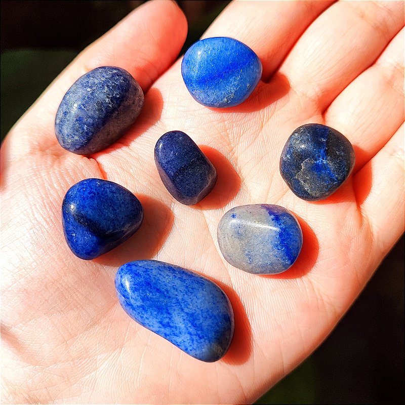 Quartzo Azul Rolado Pequeno - Kit com 7 - Disciplina e Harmonia - Vitti ...
