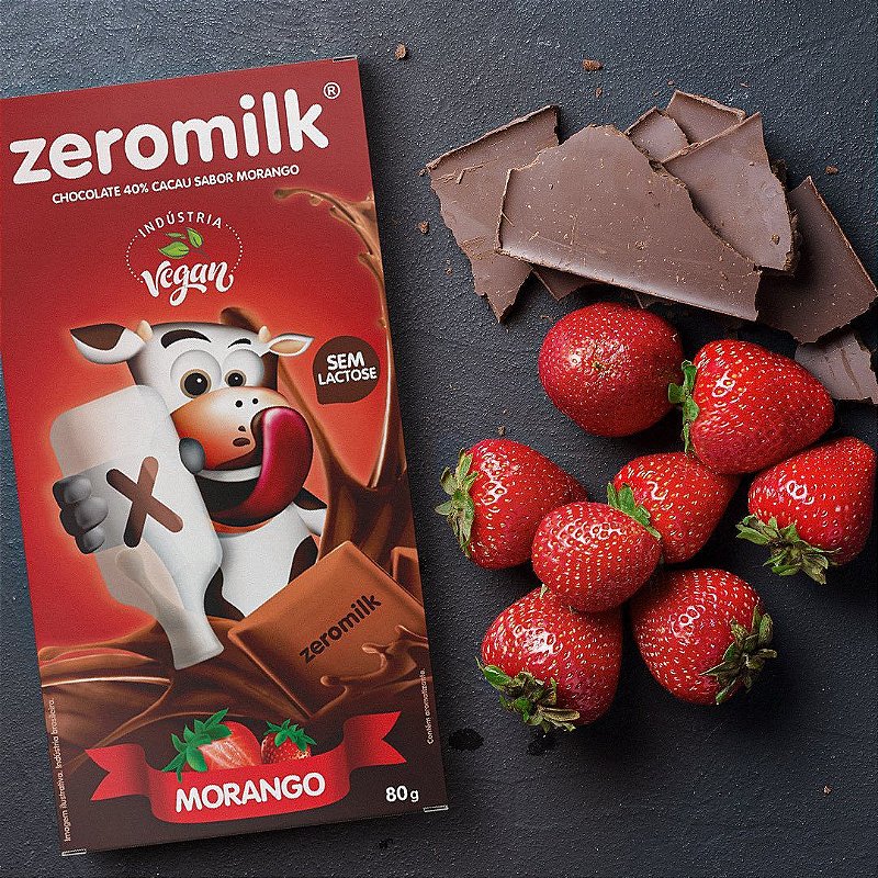 Zeromilk Chocolate sem Lactose Morango 80g Genevy - Empório Leve