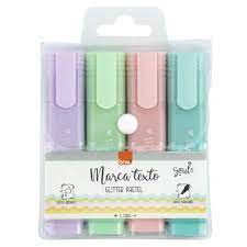 MARCA TEXTO COM GLITTER PASTEL BRW - Planet Paper Papelaria