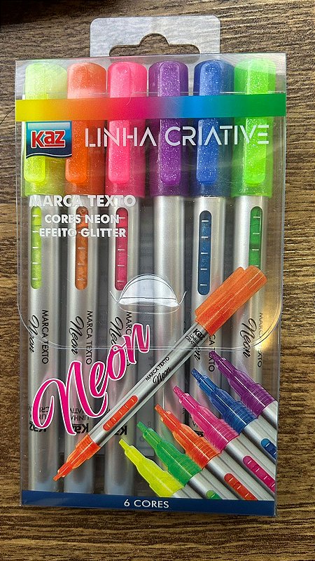 MARCA TEXTO NEON EFEITO GLITTER CRIATIVE KAZ - Planet Paper Papelaria