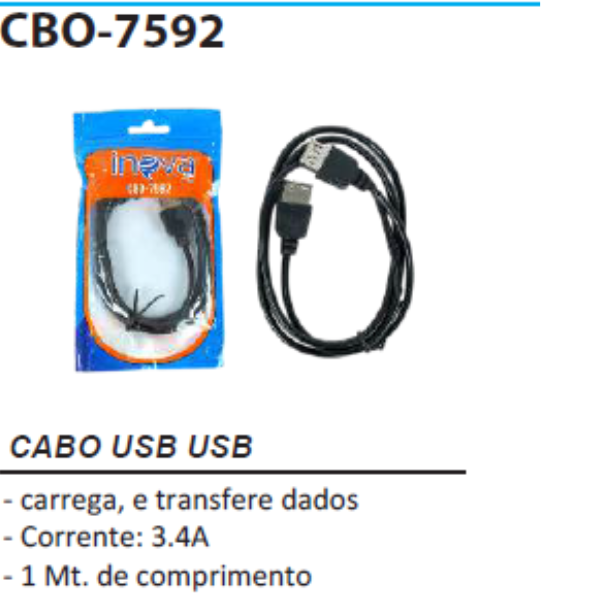 Cabo USB/USB 1M CBO - 7592 - Inova - Sekyped Atacado Acessórios ...