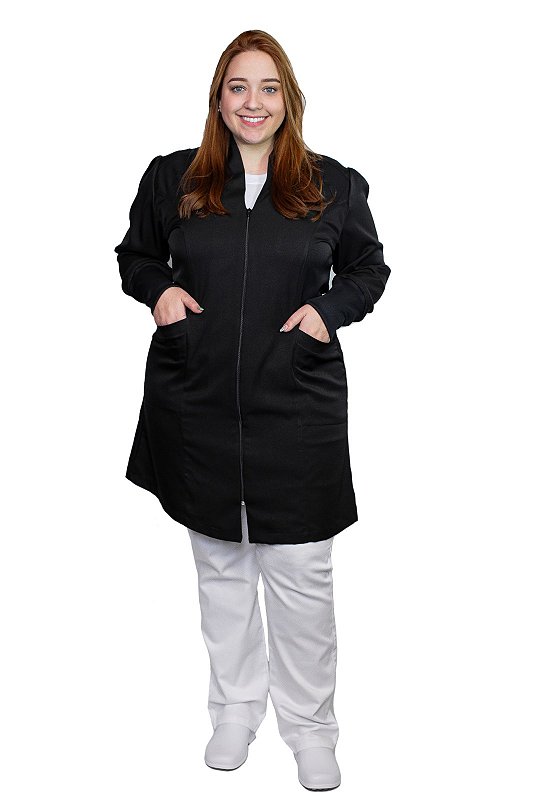 Jaleco Yasmin Feminino Preto - Tex Work Uniformes