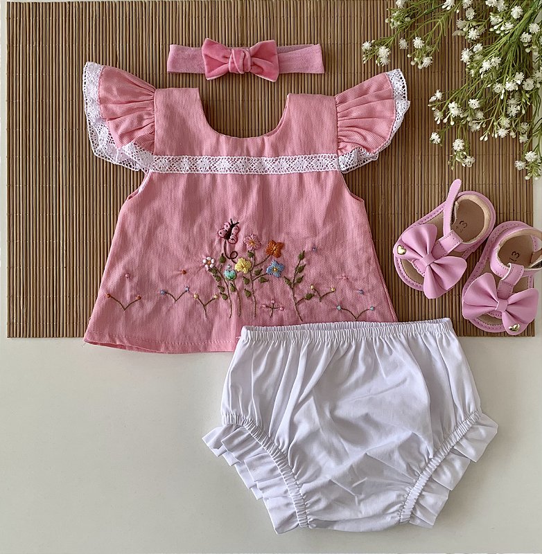 Conjunto Baby Bata Rosa com Calcinha - Ss boutique Infantil -Tem de ...