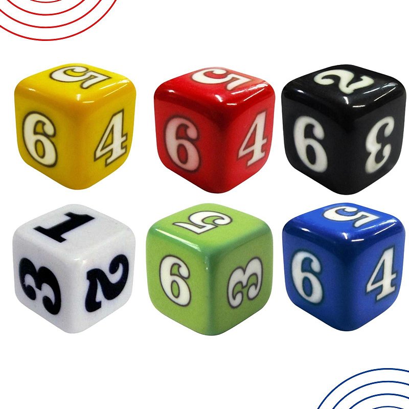 Dado 6 lados numérico 16mm cor sólido canto redondo - Mini71 na Web