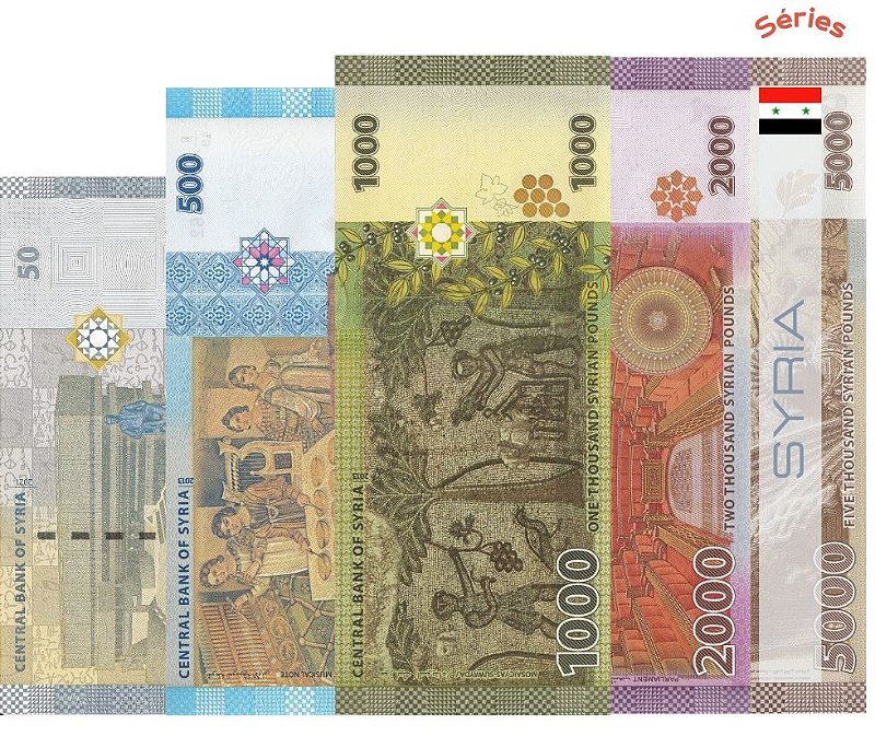 Séries de 5 - Cédulas Syria Pound - FE - Mini71 na Web
