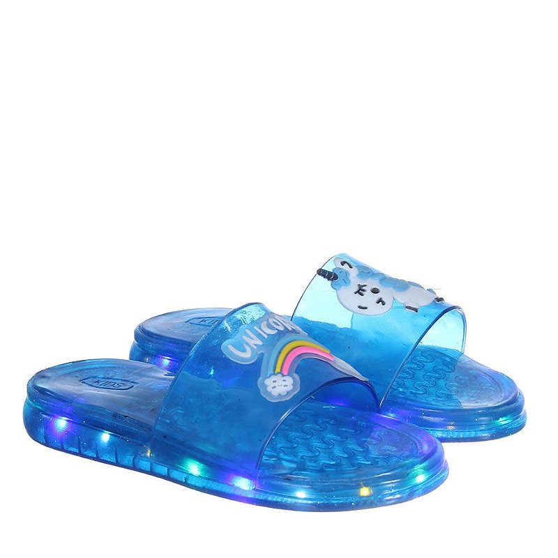 Chinelo Infantil Menina Com Luzinha Led Unicornio Colorido - Pemania ...