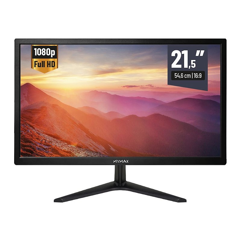 Monitor Led 21,5" Mymax Full HD Hdmi VGA Bivolt Preto - EQUIPE INFORMÁTICA