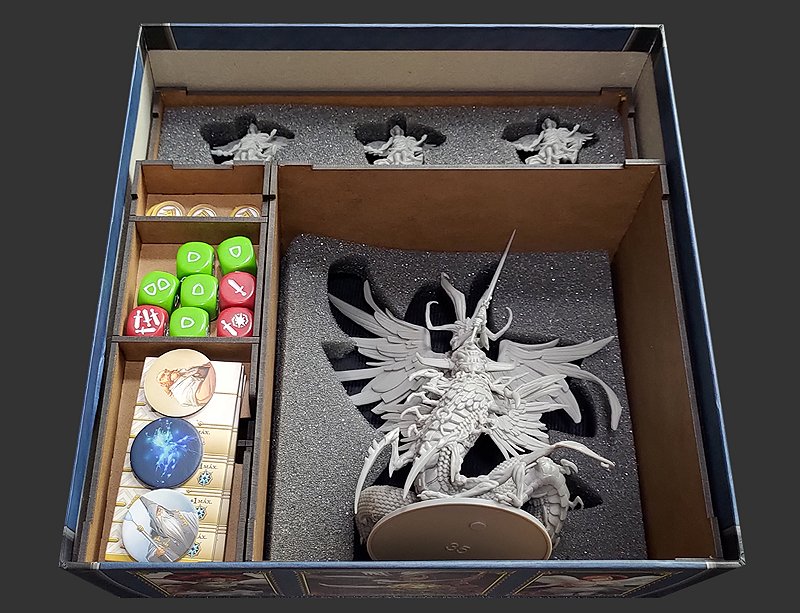 Organizador (INSERT MDF) para Massive Darkness 2: Heavenfall + Board Band (Elástico ...