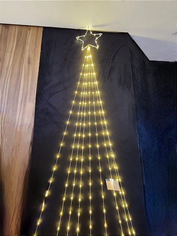 PISCA PARA ÁRVORE COM ESTRELA 9 CORDÕES WARM 290 LEDS BIVOLT USO ...