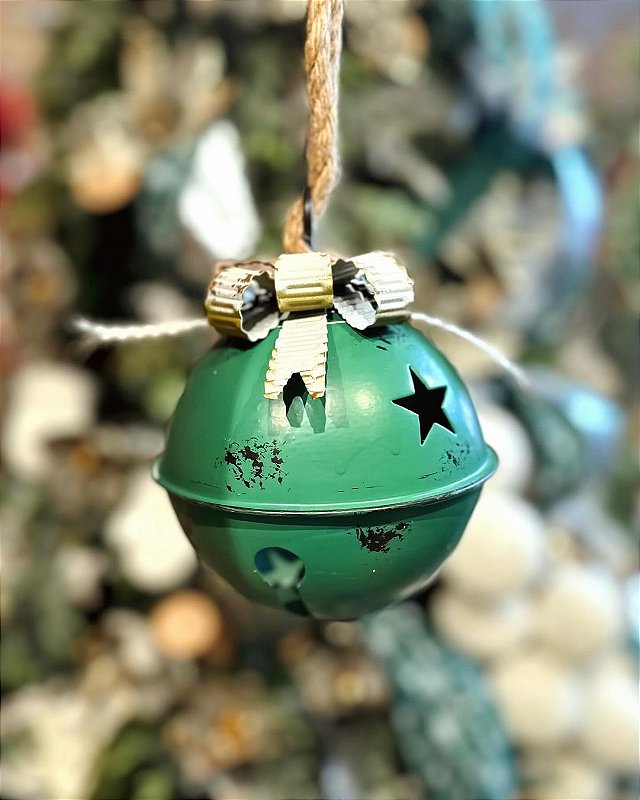 GUIZO VERDE EM METAL 20CM - Senhor Natal