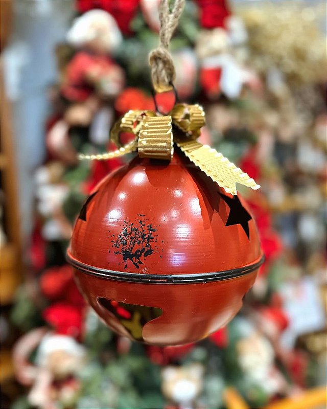 GUIZO VERMELHO EM METAL 20CM - Senhor Natal