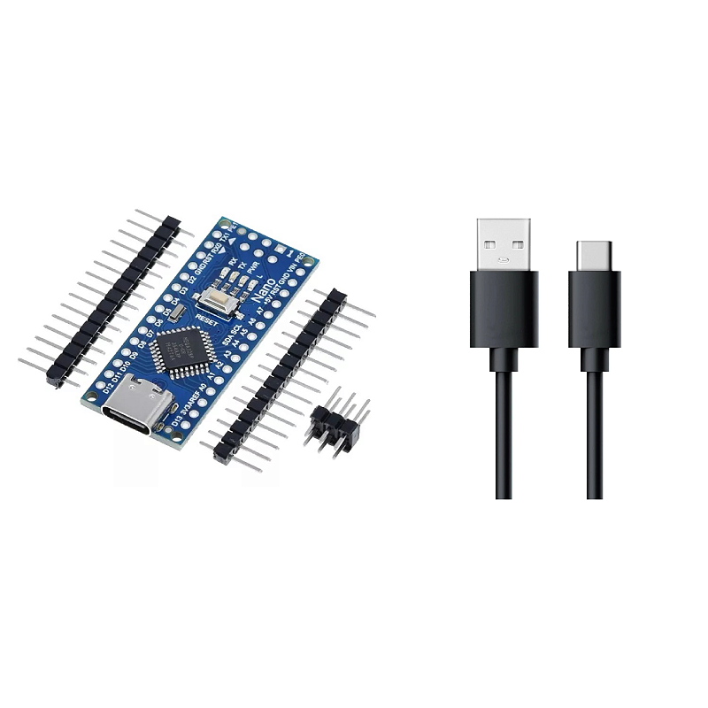 Placa Nano Tipo C Atmega328p Compatível Com Arduino + Cabo ...