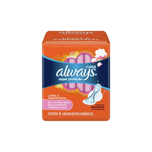 Absorvente Always Super Proteção Suave Com Abas Com 8 Unidades ...