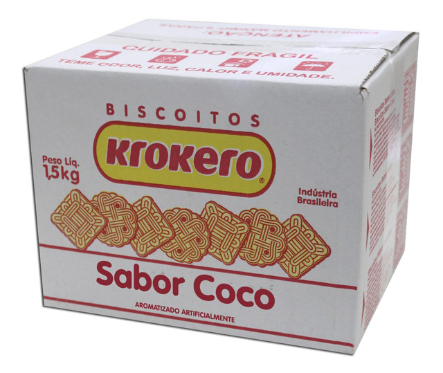 Biscoito Krokero Sortido Coco 1,5Kg - Embalagem 1X1.5 KG - Real Distribuidora